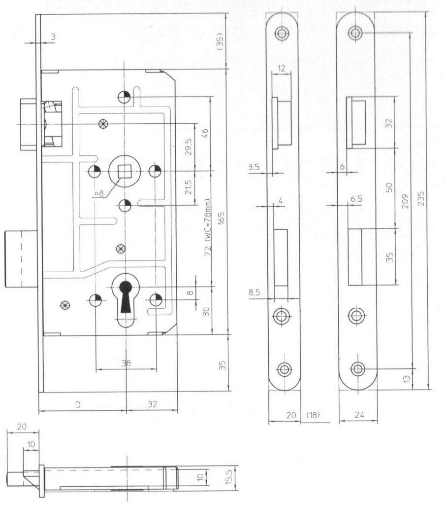KFV Series 113-60mm backset (MSL08) - King Solutions - UK Door Locks
